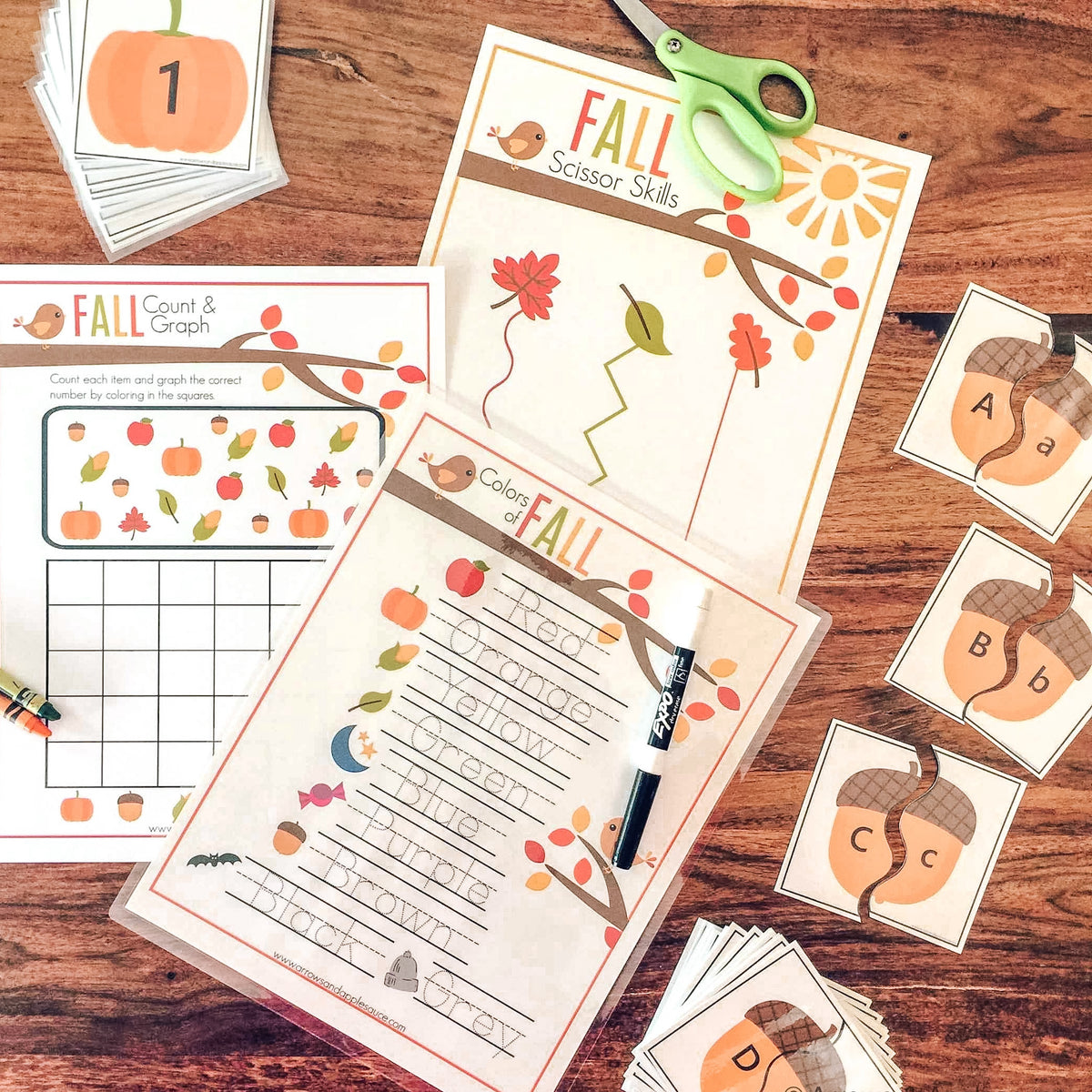 Fall Preschool Activity Printable Set – Arrows And Applesauce