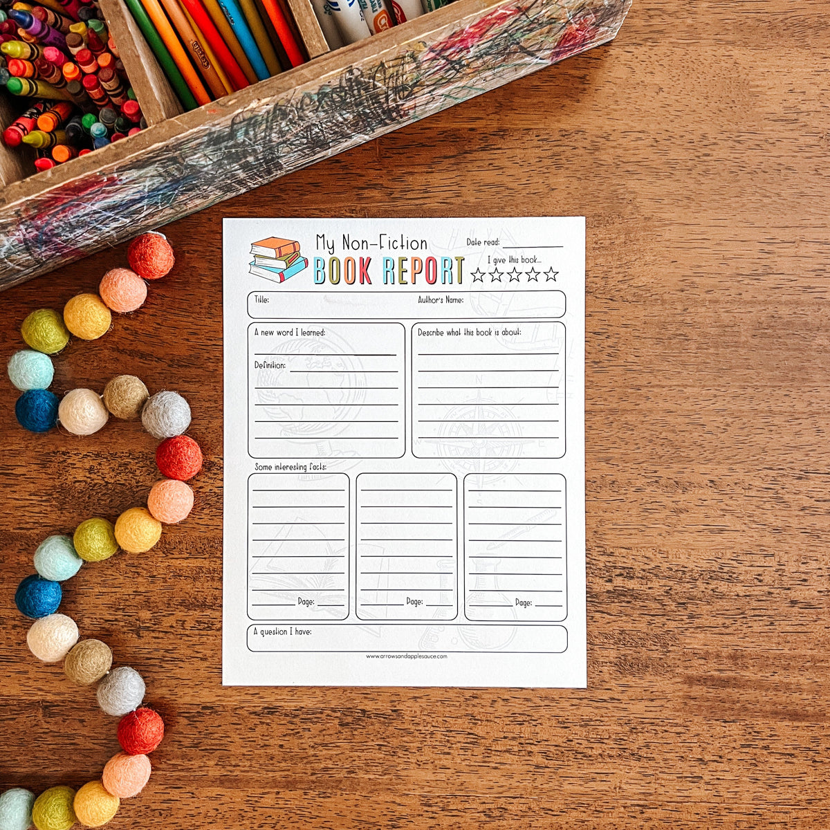 Book Report Set + Writing Prompts – Arrows And Applesauce