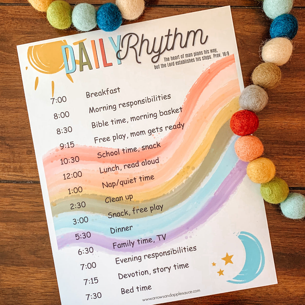 EDITABLE Daily Rhythm Printable – Arrows And Applesauce