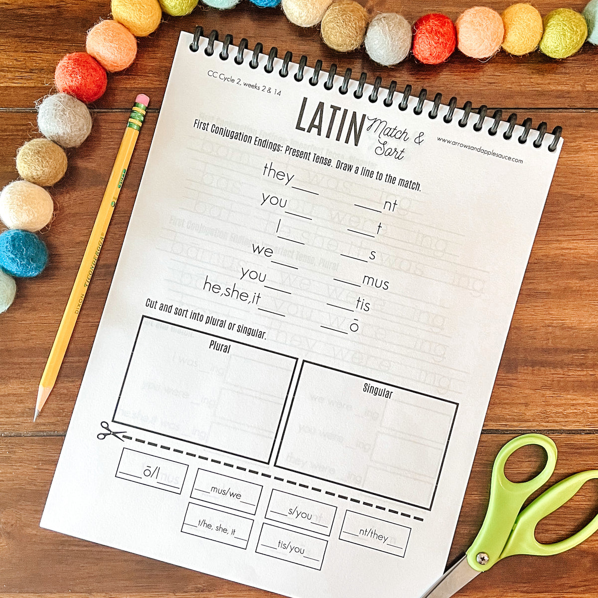 Latin Verb Tense Printable Worksheets- CC Cycle 2 – Arrows And Applesauce