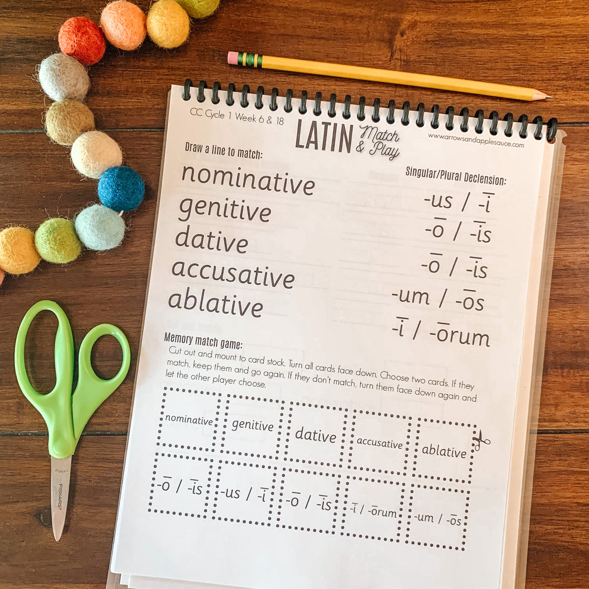 Latin Declension Noun Endings Printable Worksheets- CC Cycle 1 – Arrows ...