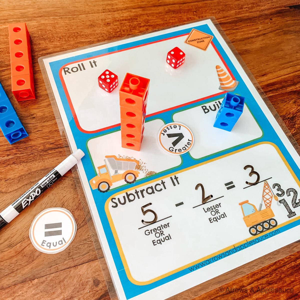 Subtraction Math Dice Game Printable – Arrows And Applesauce