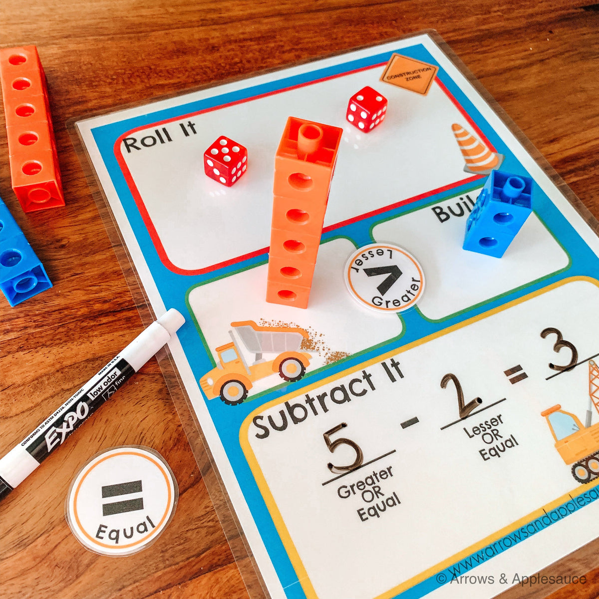 Subtraction Math Dice Game Printable – Arrows And Applesauce