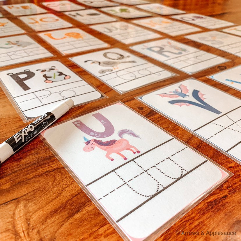 Animal Themed Printable Alphabet Tracing Cards – Arrows And Applesauce