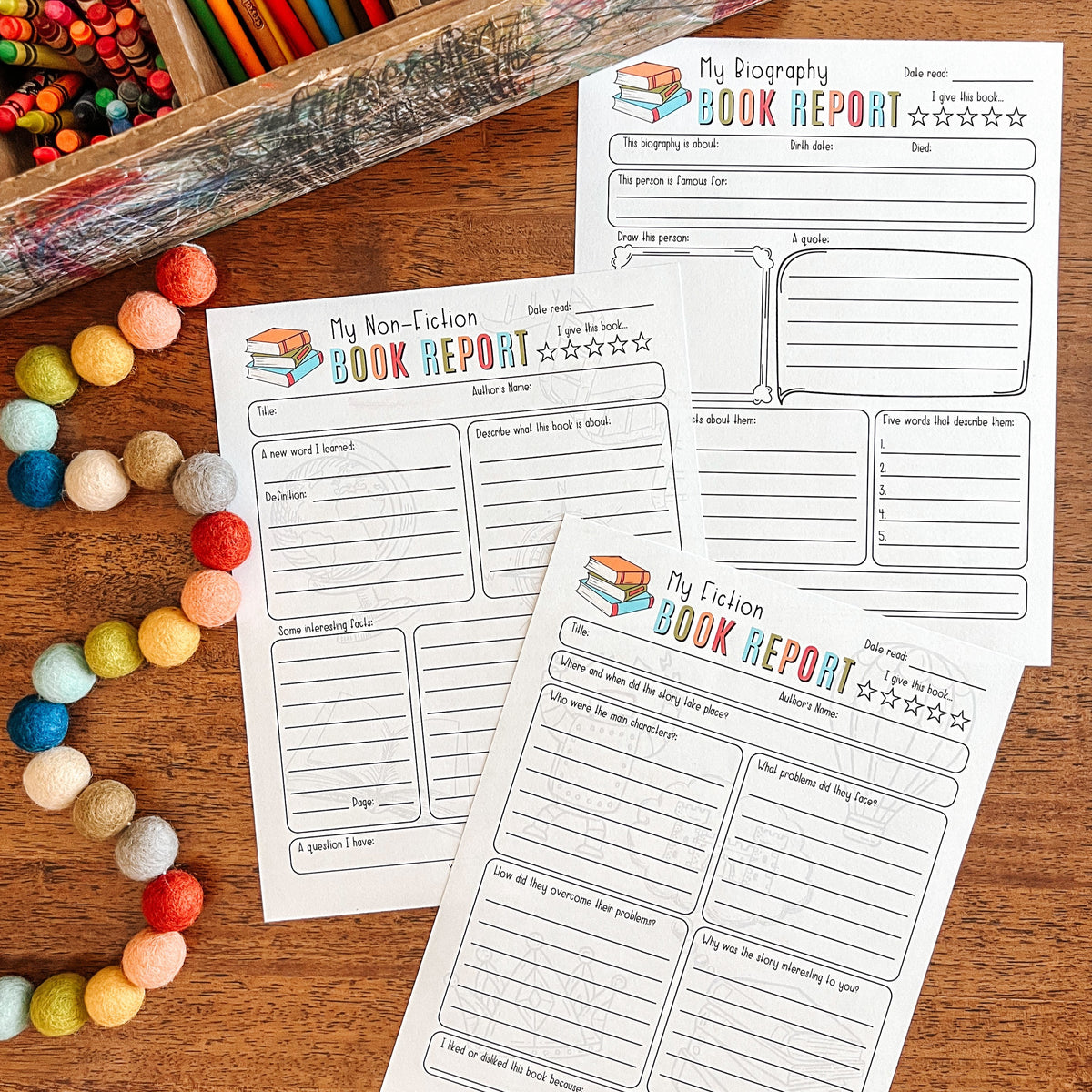 Book Report Set + Writing Prompts – Arrows And Applesauce