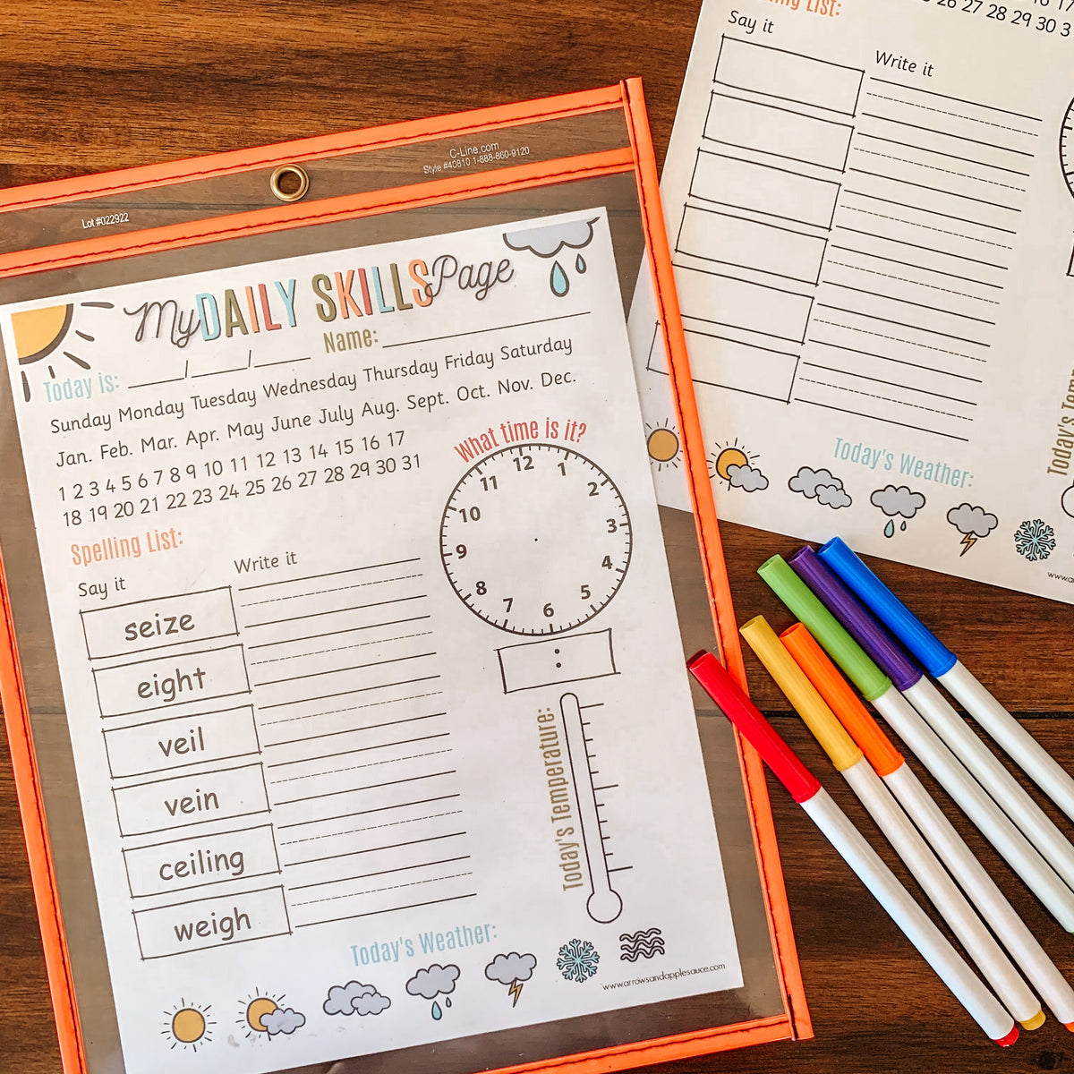 EDITABLE Daily Skills Page – Arrows And Applesauce