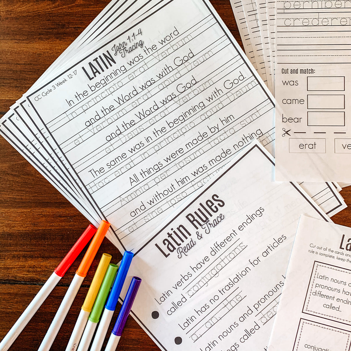 Printable Latin Worksheets- John 1:1-7 CC Cycle 3 – Arrows And Applesauce