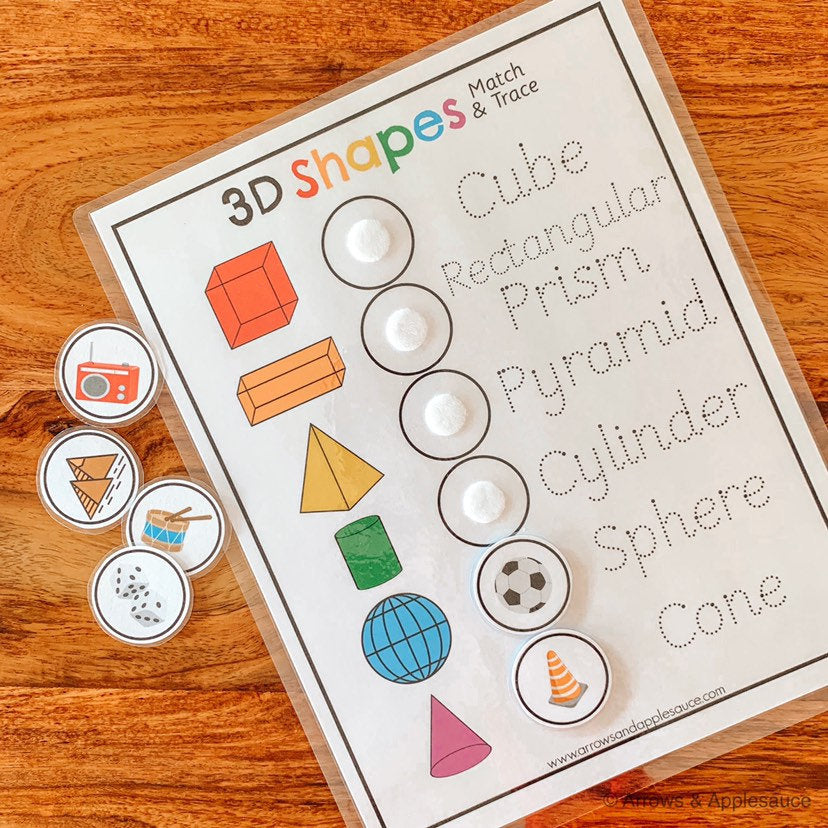 3D Shapes Printable Matching Game – Arrows And Applesauce