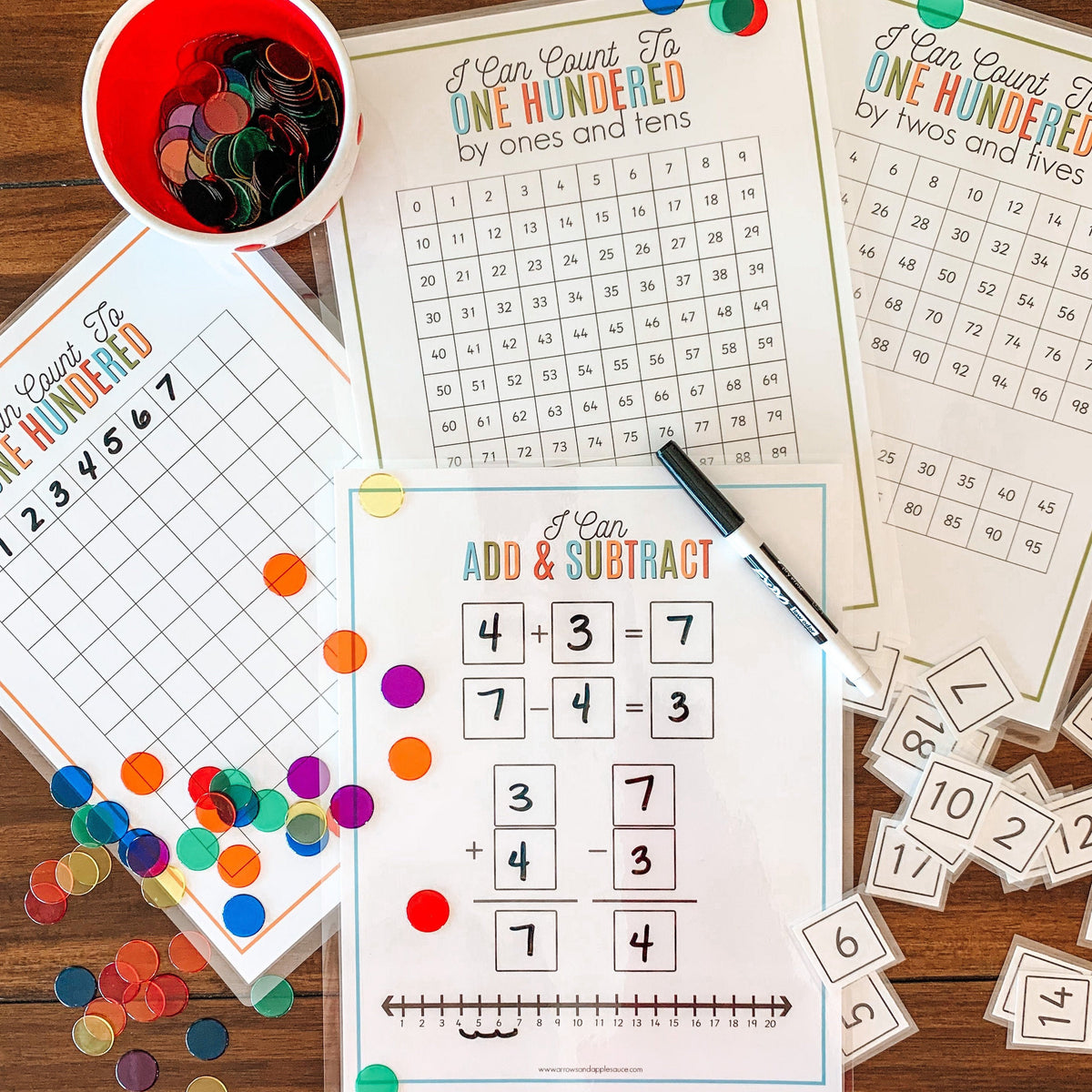 Hundreds Chart Printable Math Set – Arrows And Applesauce