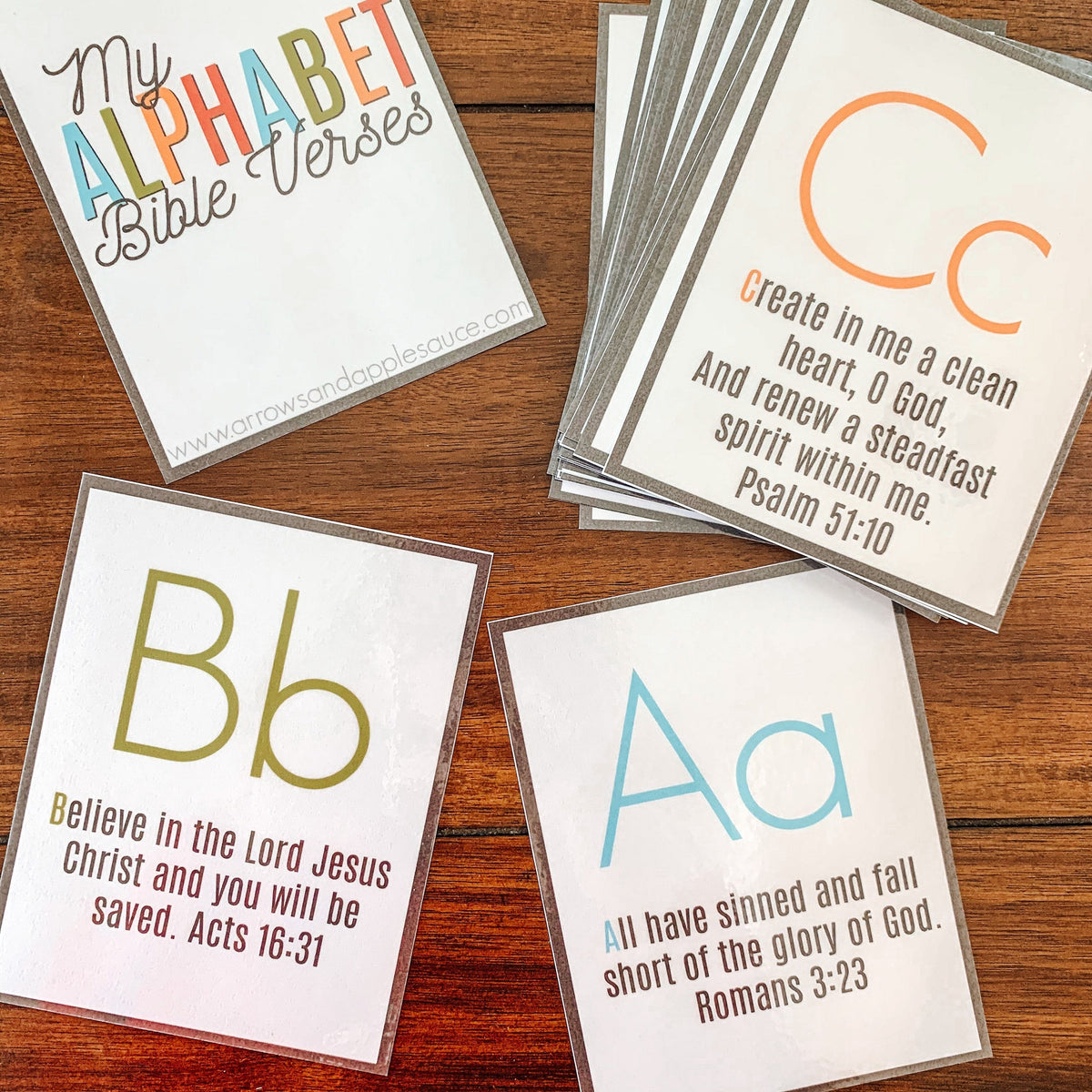Printable Alphabet Bible Verse Cards – Arrows And Applesauce
